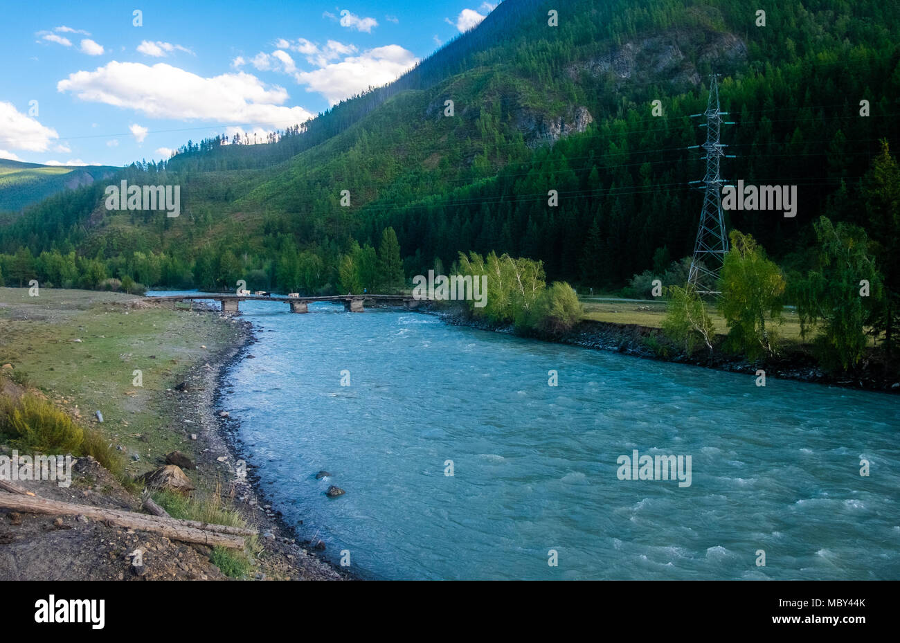 Mountain landscape. The Chuya River in the Altai Republic Stock Photo ...