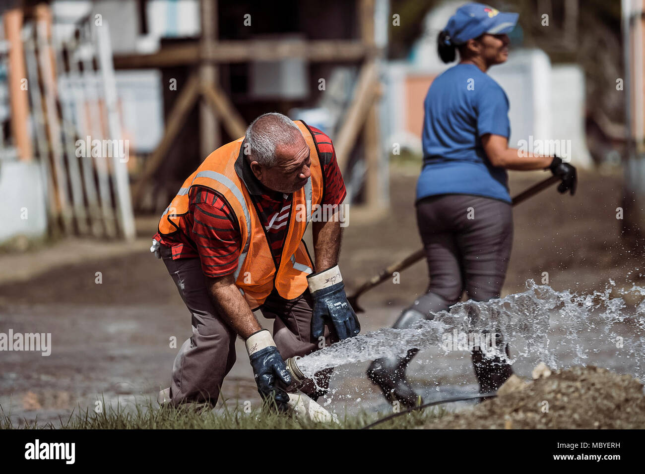 MAUNABO, Puerto Rico, Jan. 11, 2018--Municipality employees clean up ...