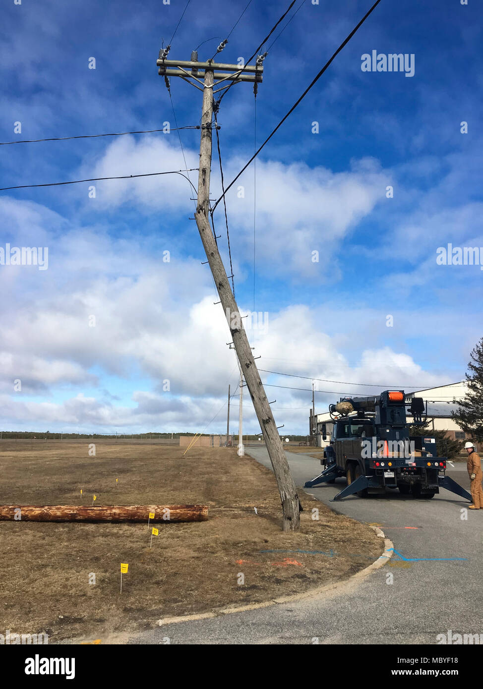 Winter Storm Riley left broken telephone poles at Otis Air National ...