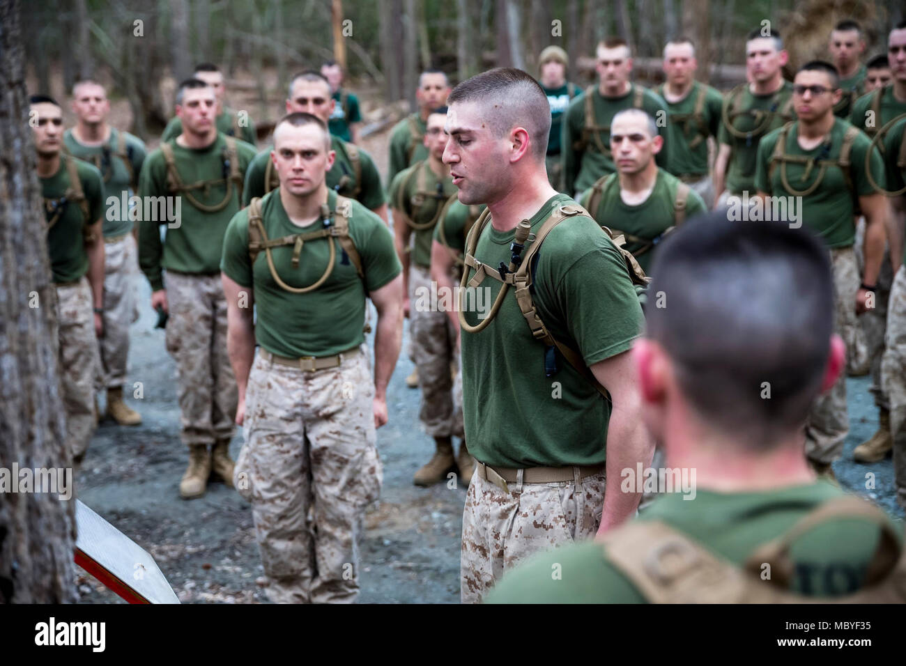 U.S. Marine Officer Candidates participate in a Medal of Honor run at ...