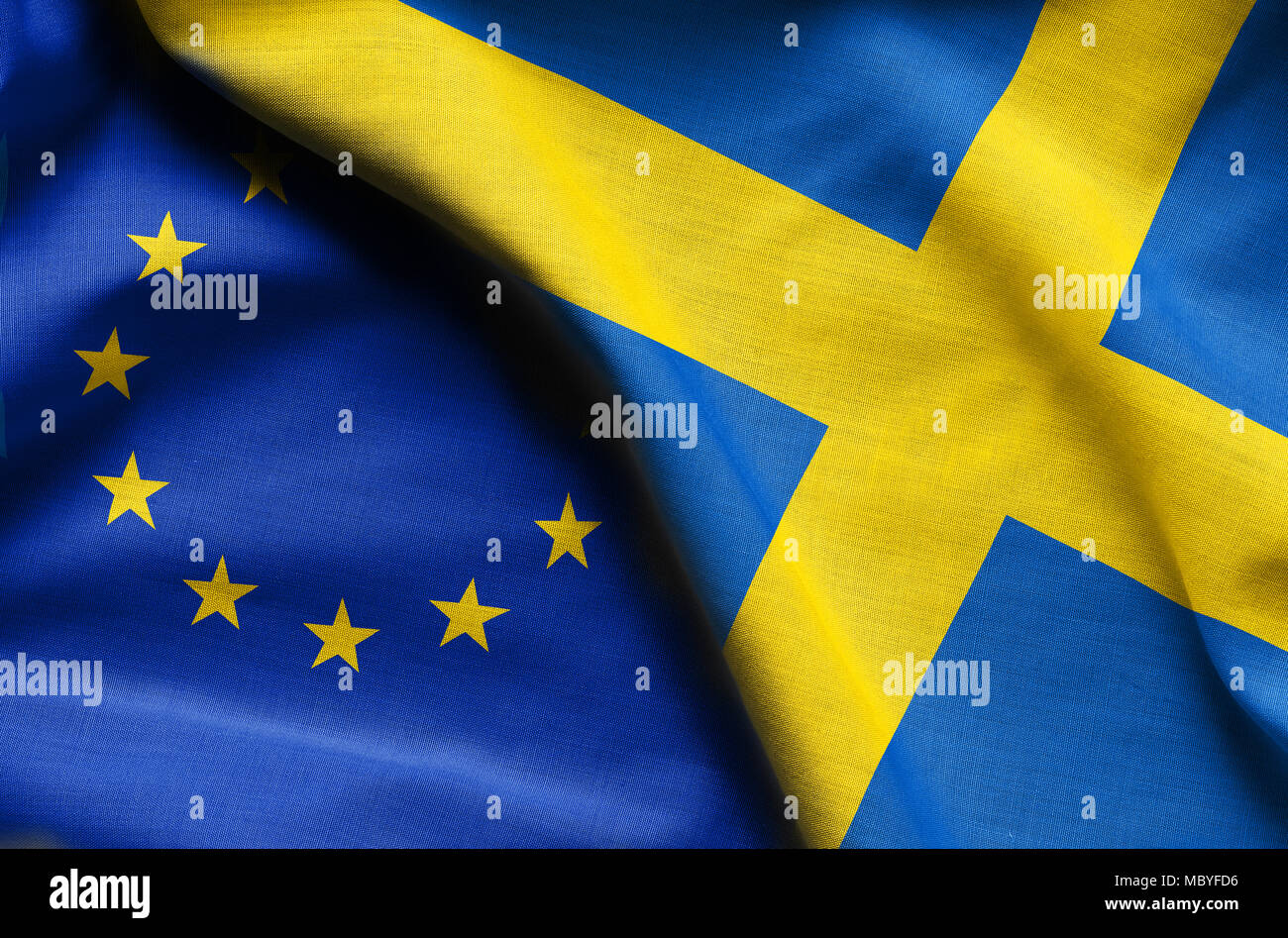 Flags of Sweden and european union Stock Photo - Alamy