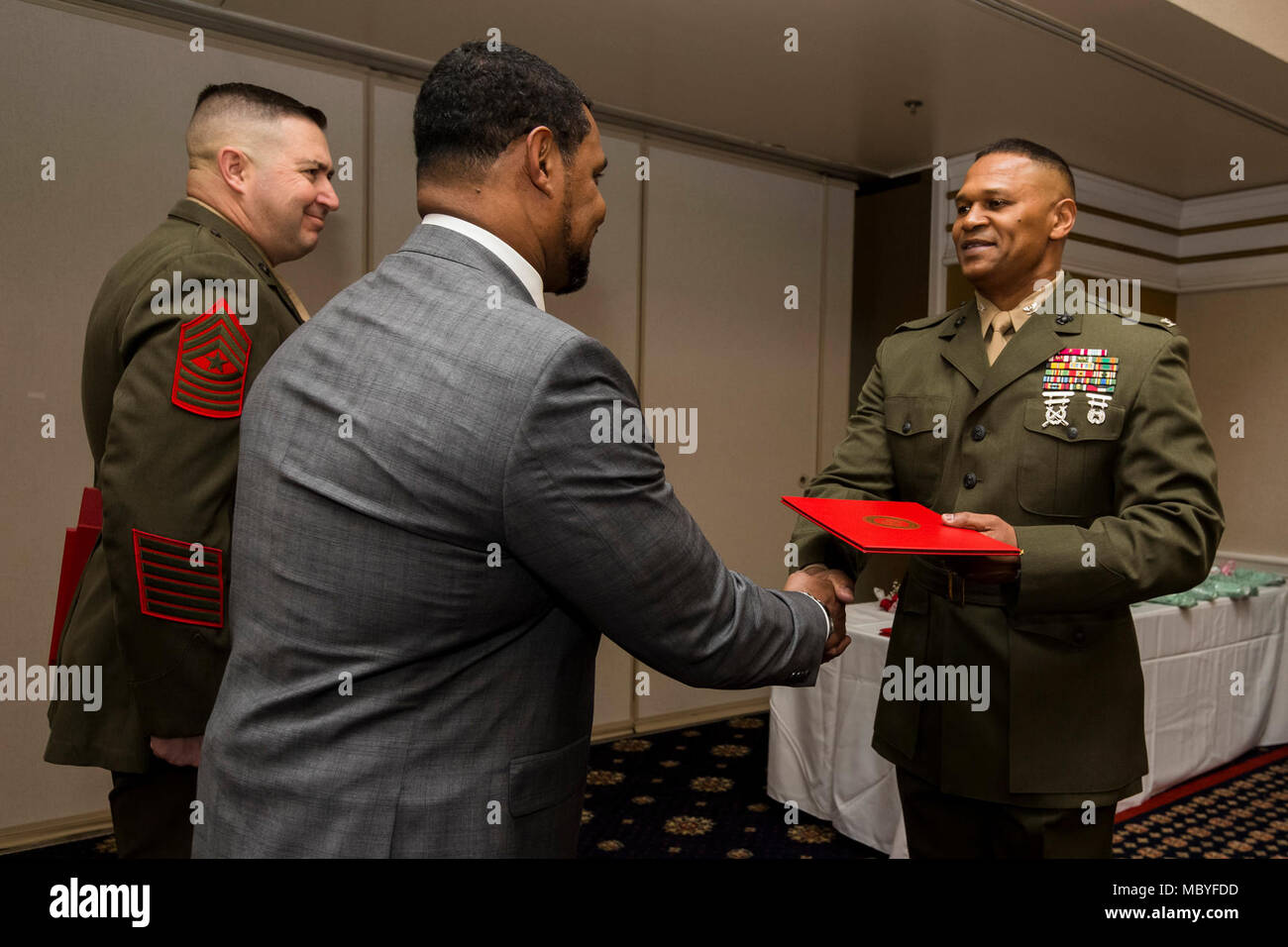 U.S. Marine Corps Col. Ronald Jones, right, chief of behavioral ...