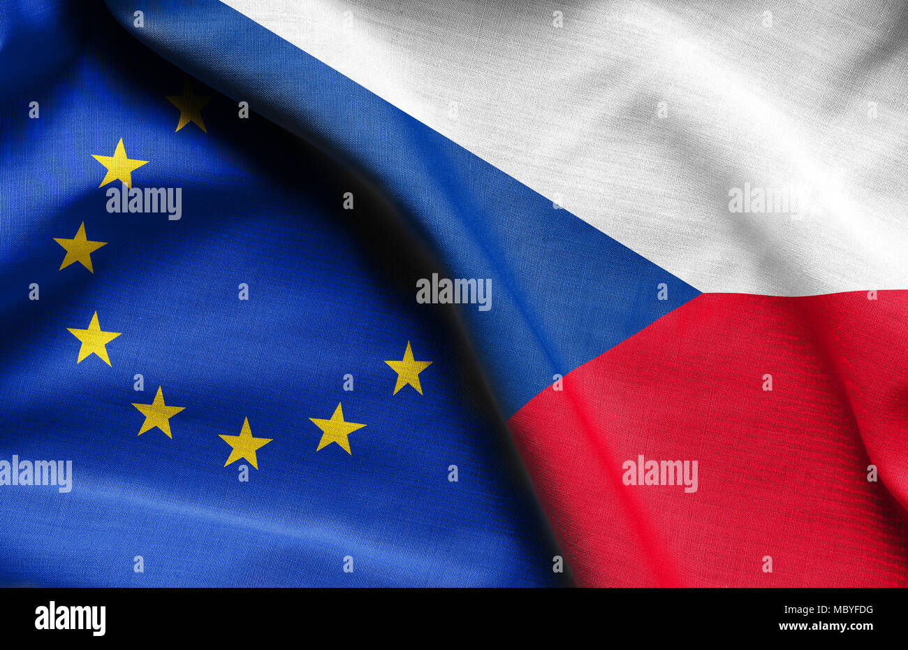 Flags of Czech and european union Stock Photo - Alamy