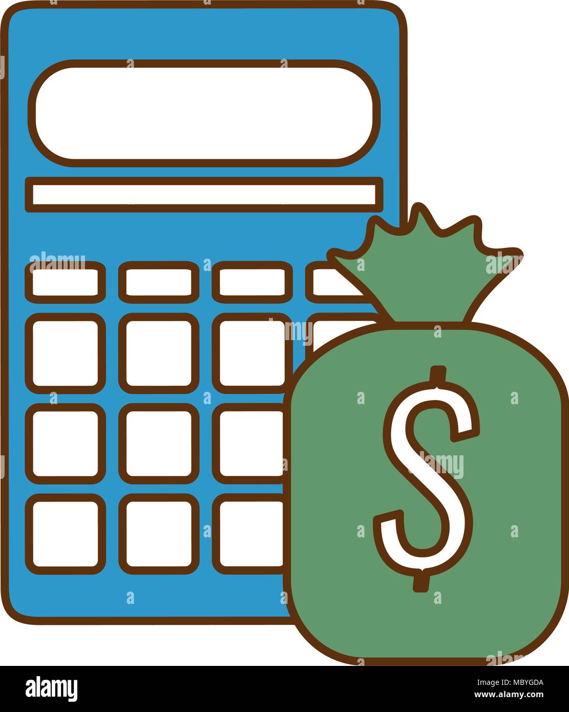 calculator math with money bag vector illustration design Stock Vector ...