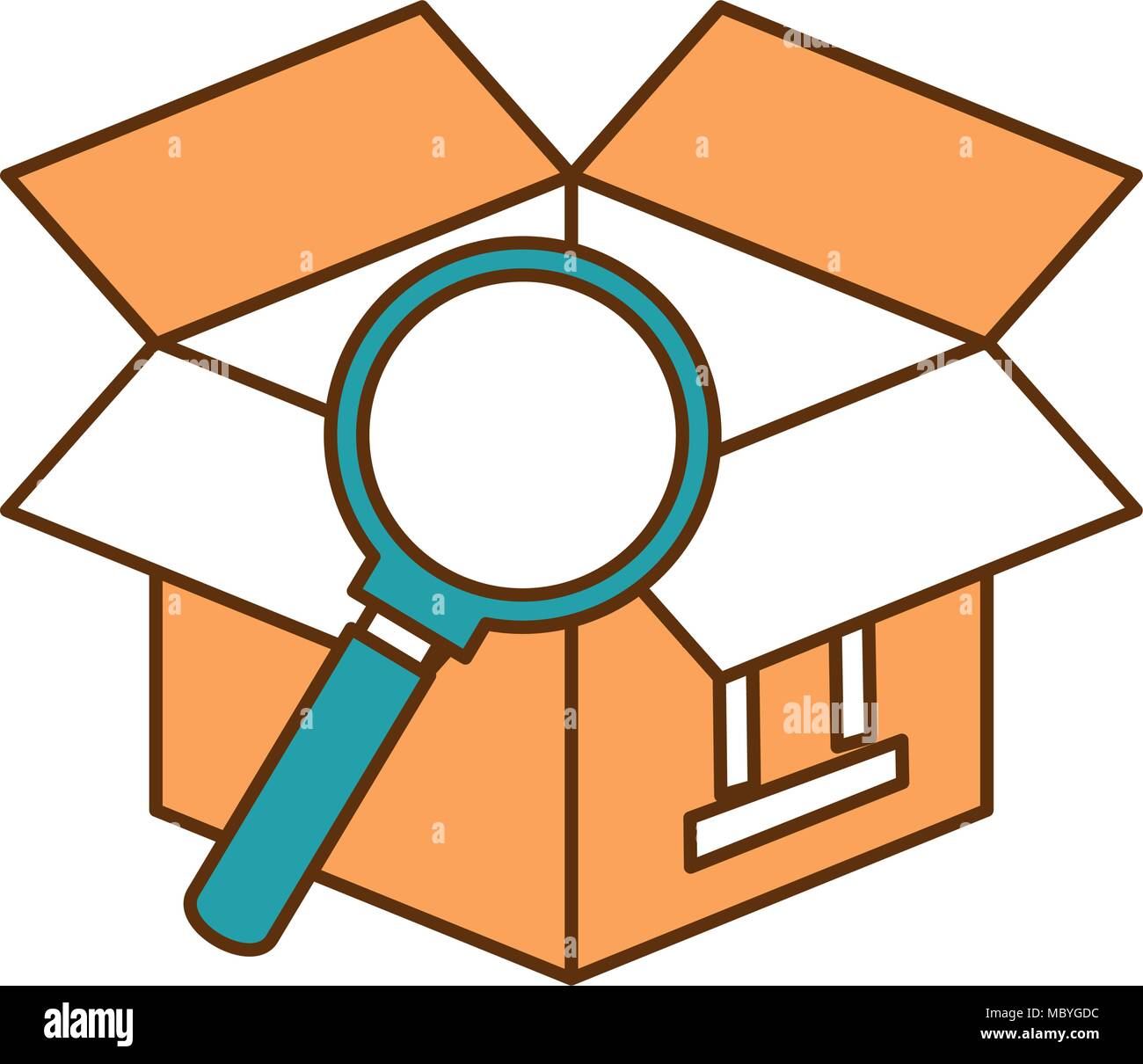 box carton with magnifying glass vector illustration design Stock ...