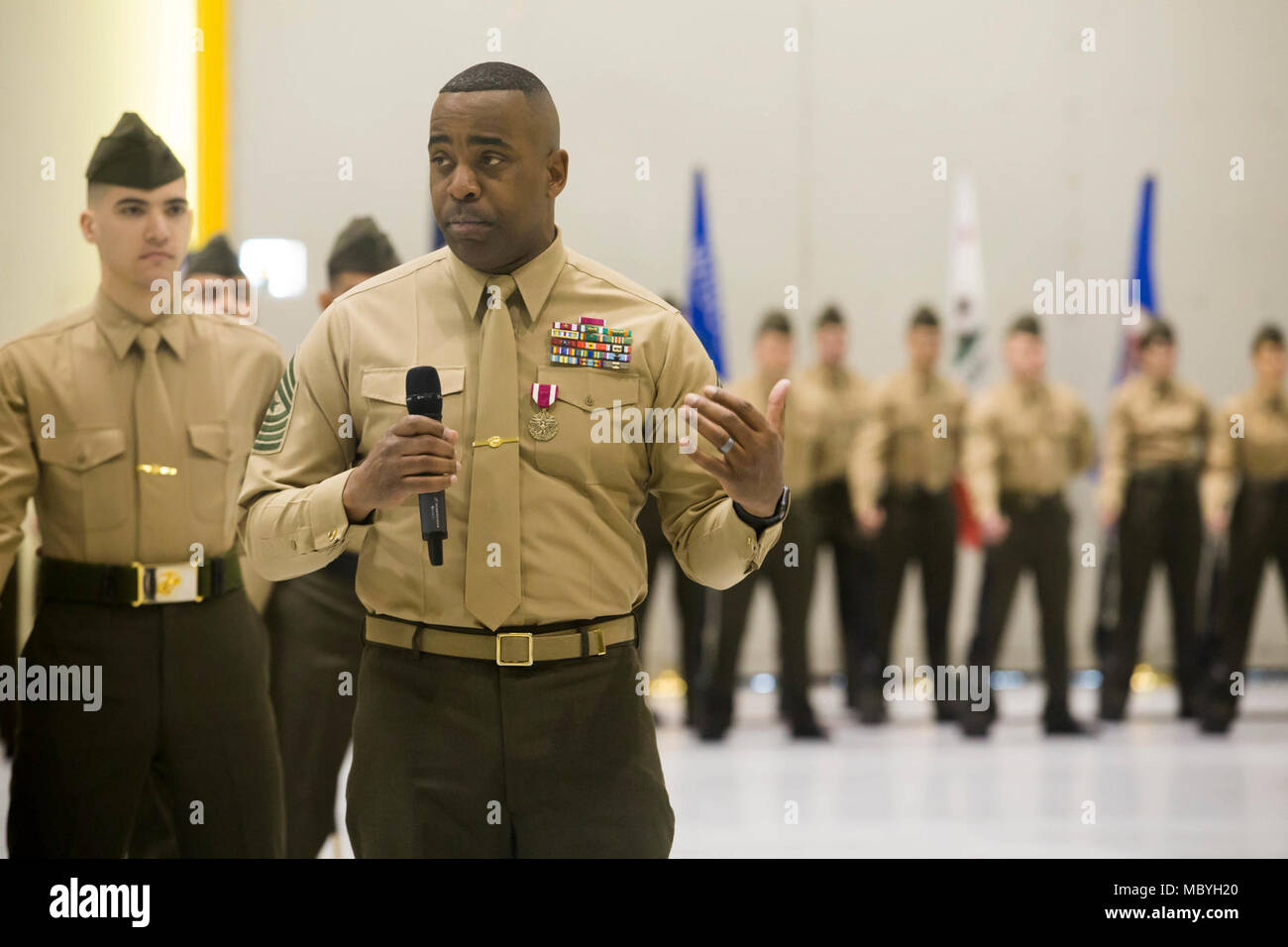 U.S. Marine Corps Sgt. Maj. Devon Lee, outgoing sergeant major, Marine ...
