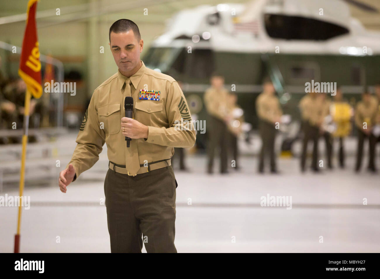 U.S. Marine Corps Sgt. Maj. Sean Cox, incoming sergeant major, HMX-1 ...