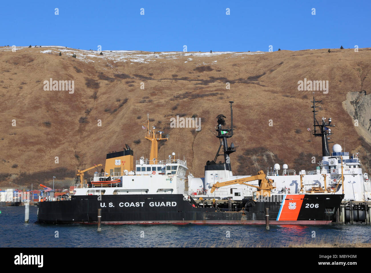 The seagoing buoy tender USCGC SPAR (WLB 2016) lies moored at Coast ...
