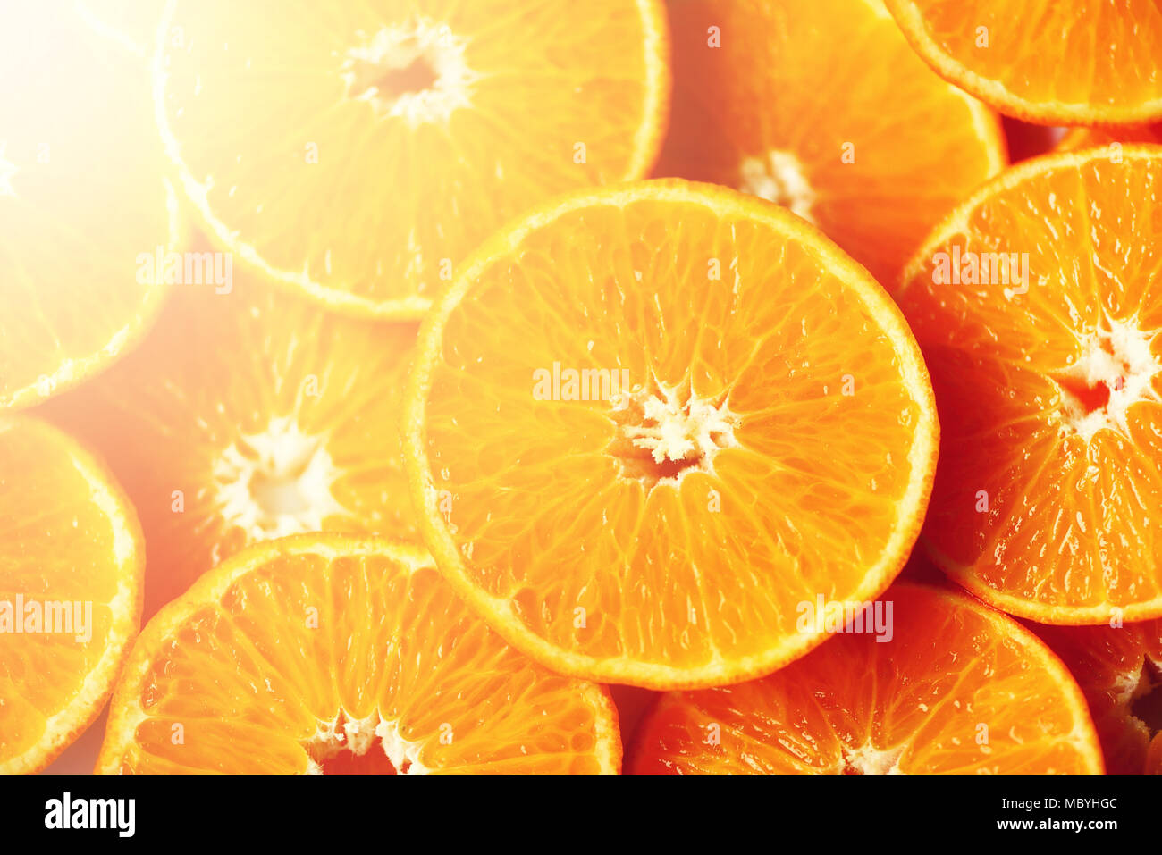 Fresh sliced orange fruit texture. Macro, top view, copy space. Food ...