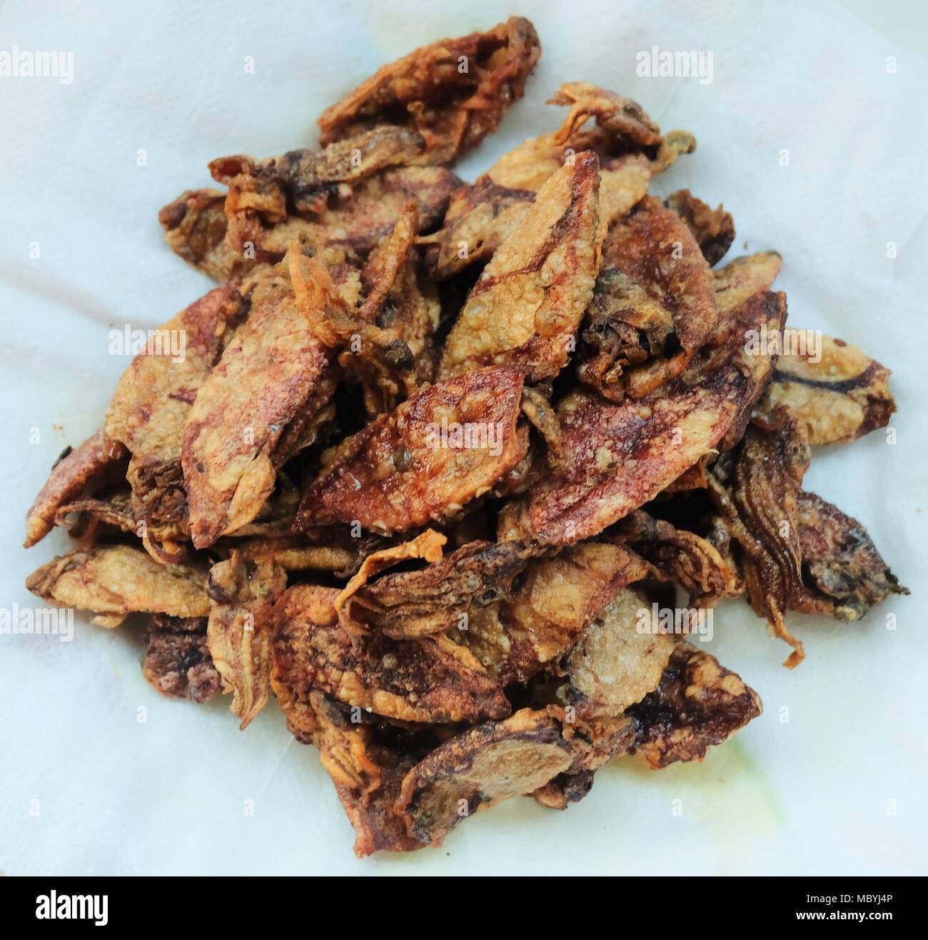 Cuisine and Food, Traditional Deep Fried Salty Squid or Octopus Made of ...