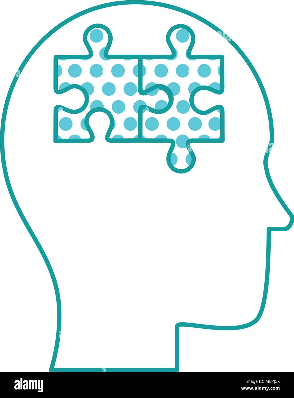 human profile thinking with puzzle pieces vector illustration design ...