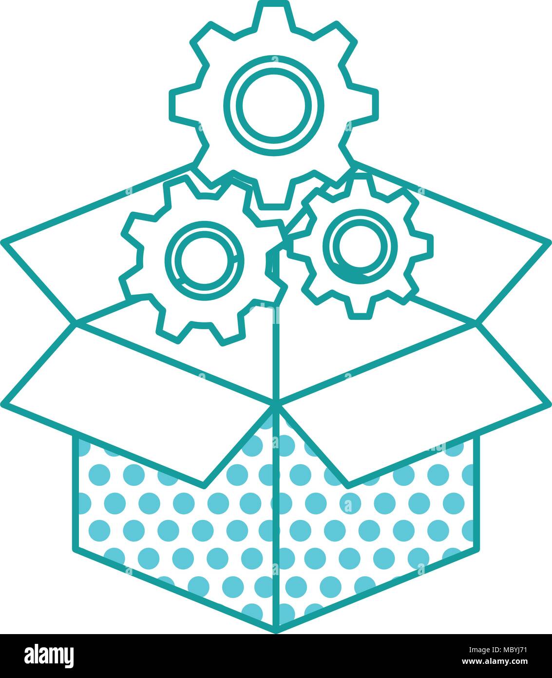 carton box with gears machine vector illustration design Stock Vector ...