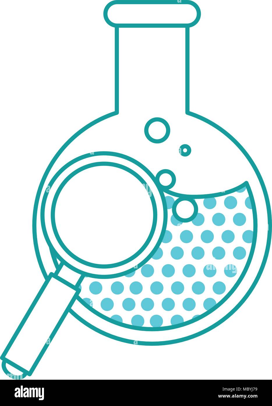 tube test flask with magnifying glass vector illustration design Stock ...