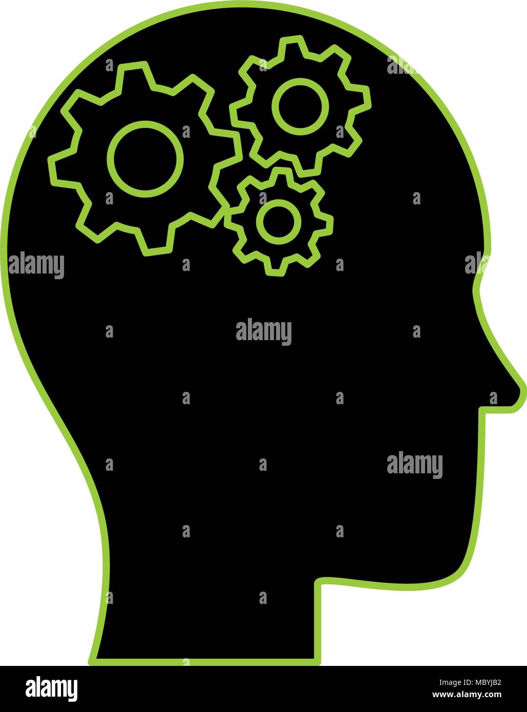human profile thinking with gears vector illustration design Stock ...
