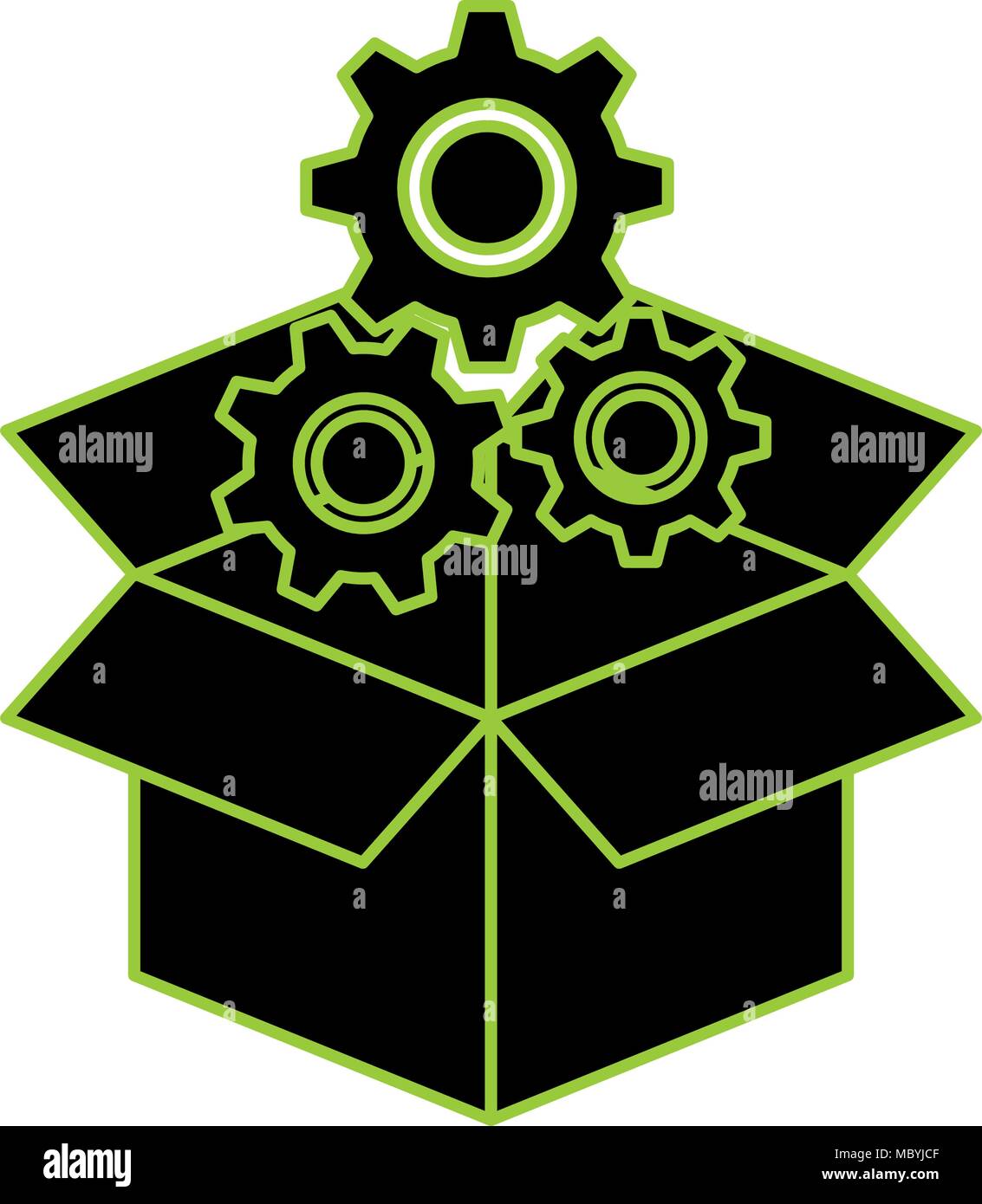 carton box with gears machine vector illustration design Stock Vector ...