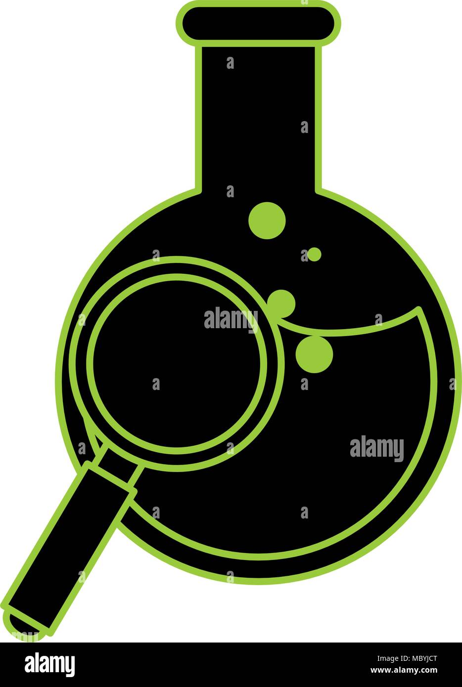 tube test flask with magnifying glass vector illustration design Stock ...
