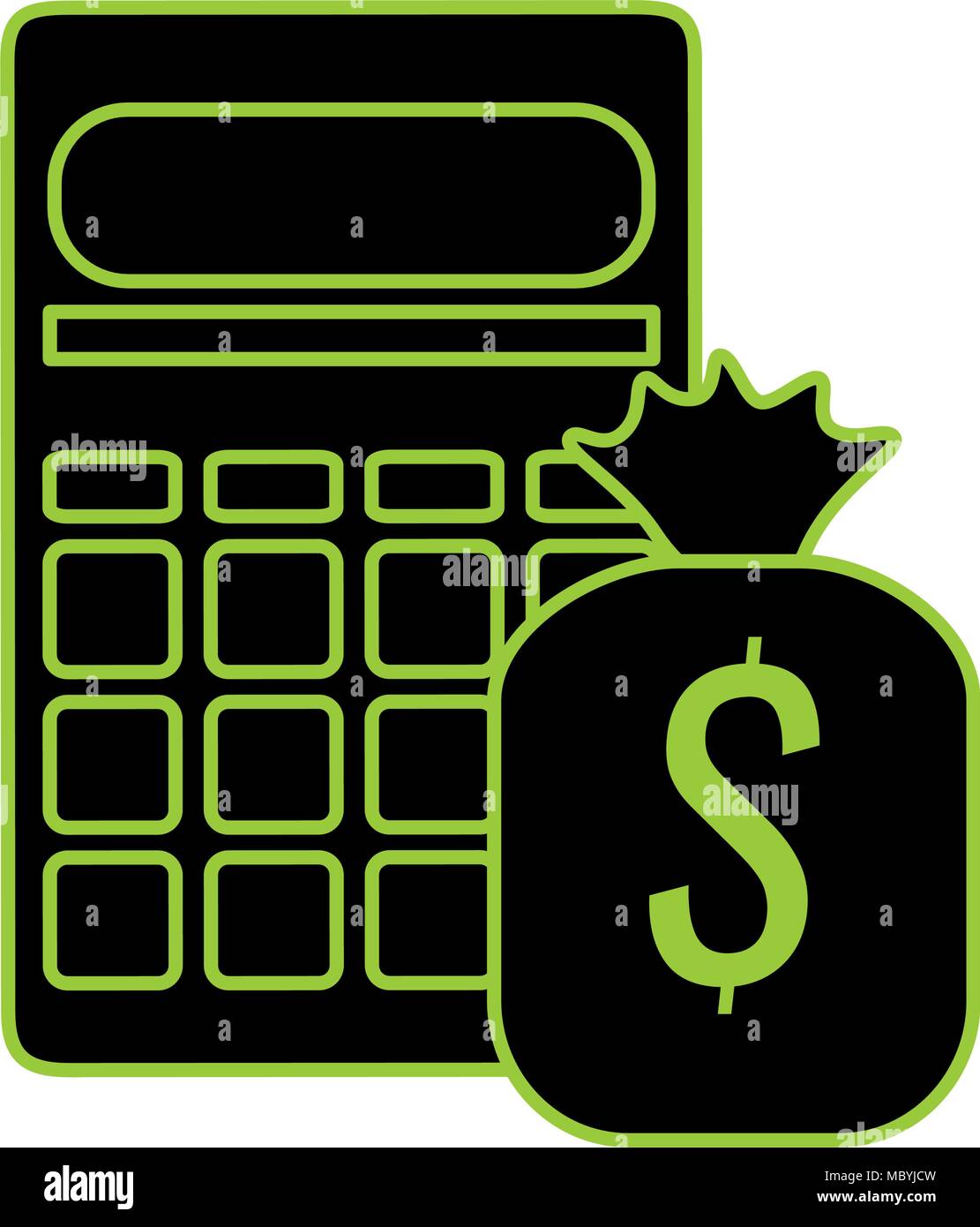 calculator math with money bag vector illustration design Stock Vector ...