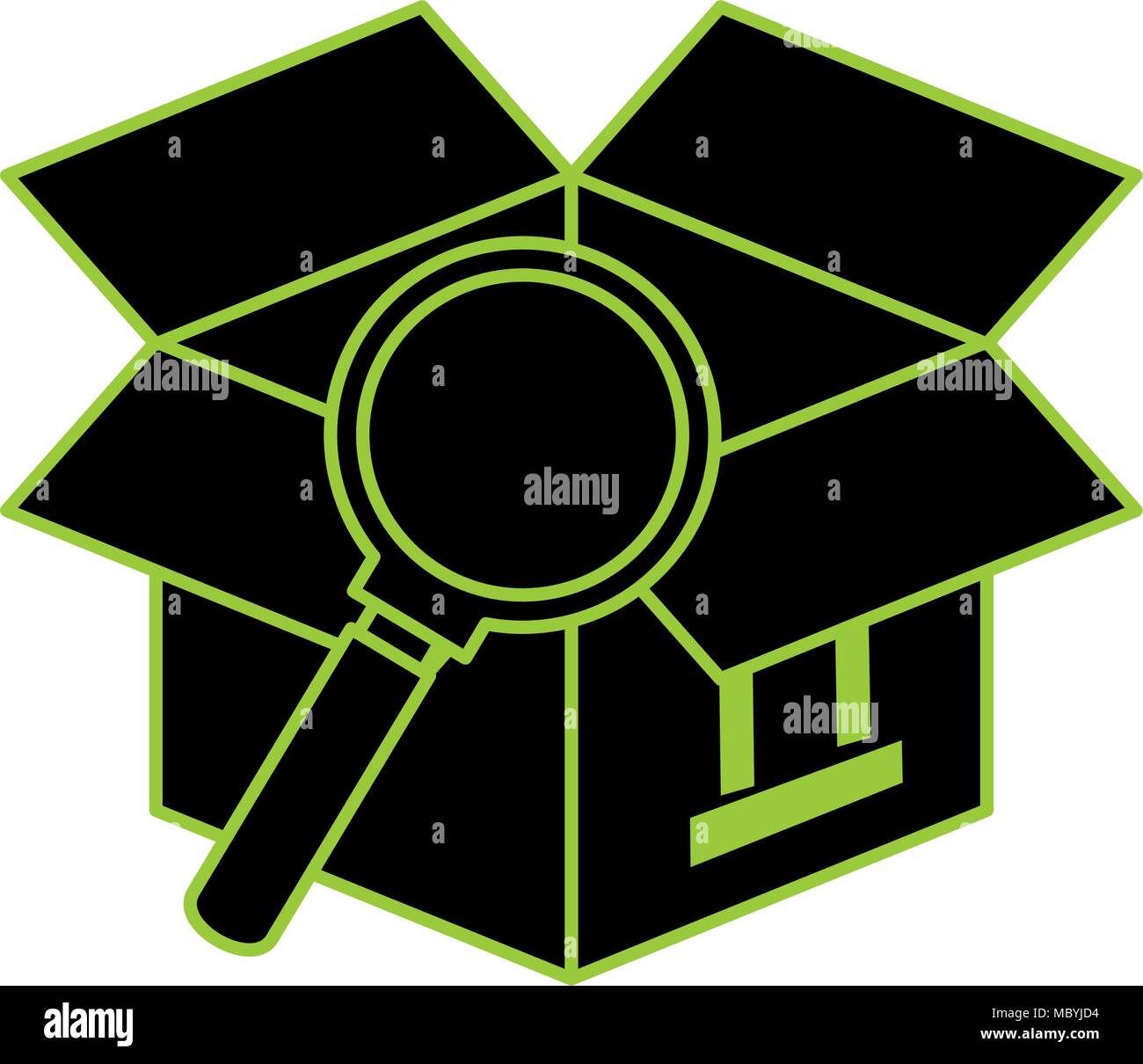box carton with magnifying glass vector illustration design Stock ...