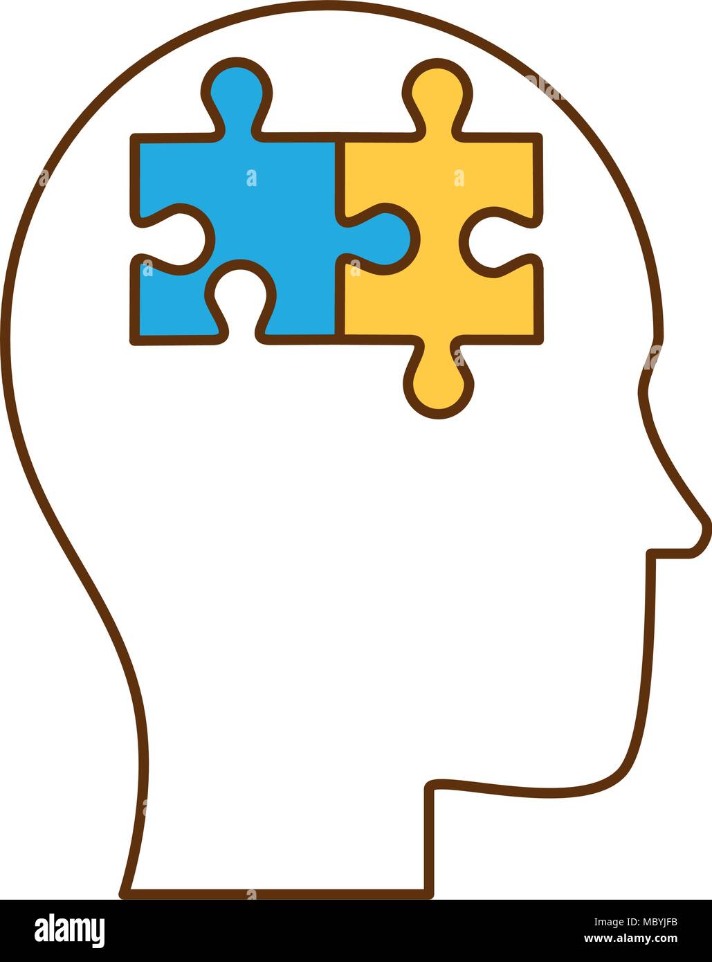 human profile thinking with puzzle pieces vector illustration design ...