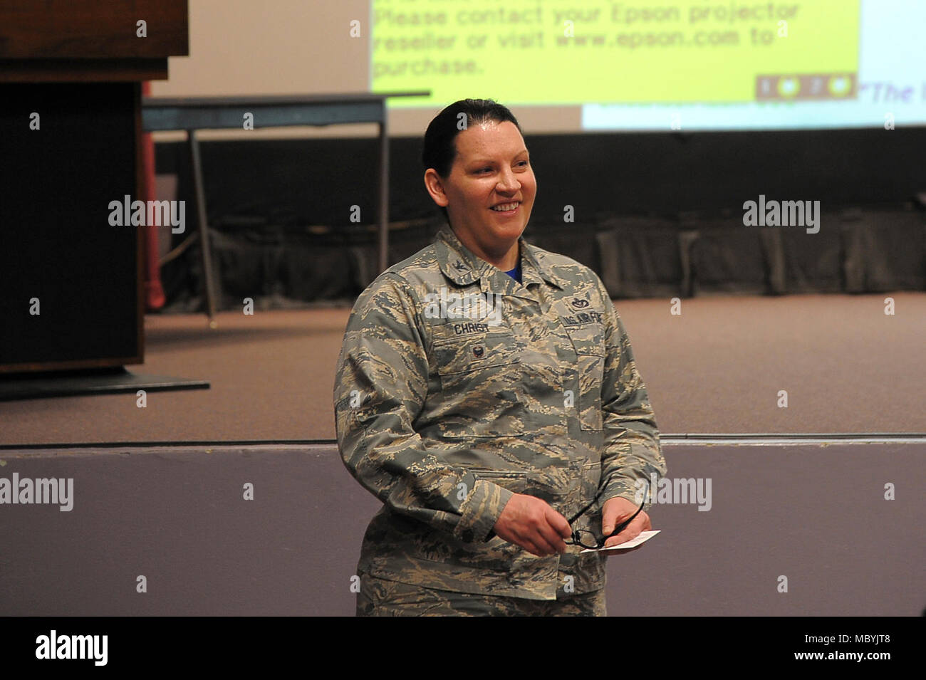 Col. Sarah Christ, 78th Air Base Wing vice commander, speaks to ...