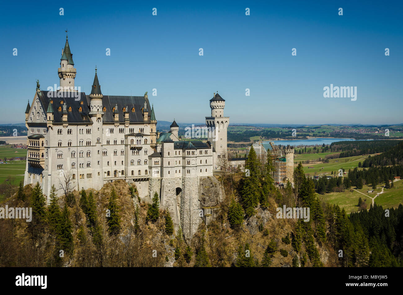 Castle Neuschwanstein in the alps Stock Photo - Alamy