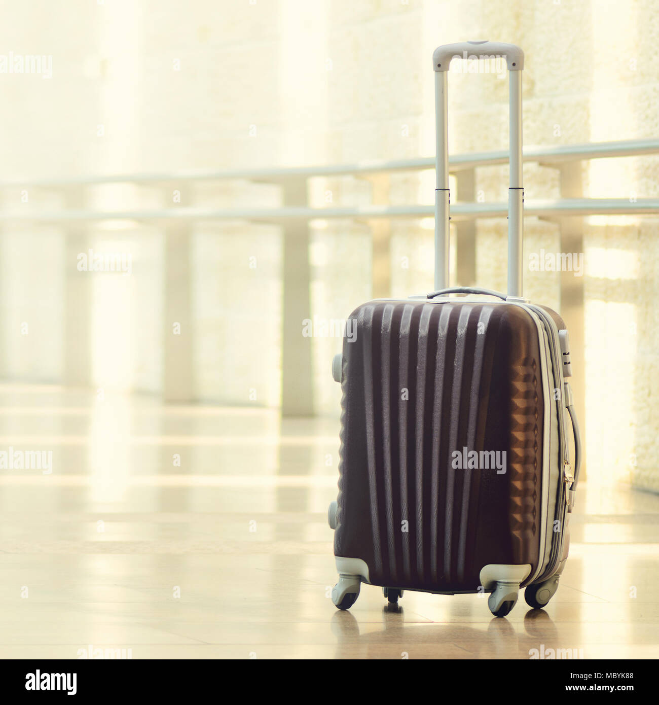 Packed travel suitcase, airport. Summer holiday and vacation concept ...