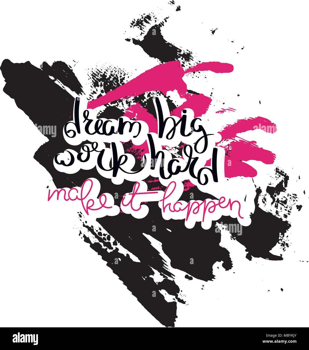 Dream big, work hard, make it happen. Hand drawn motivation quote ...