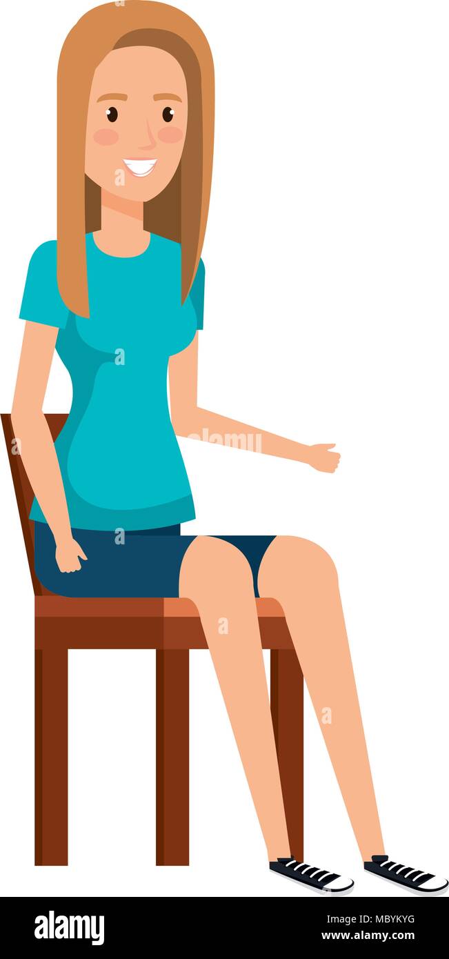beautiful woman sitting in chair avatar character Stock Vector Image ...
