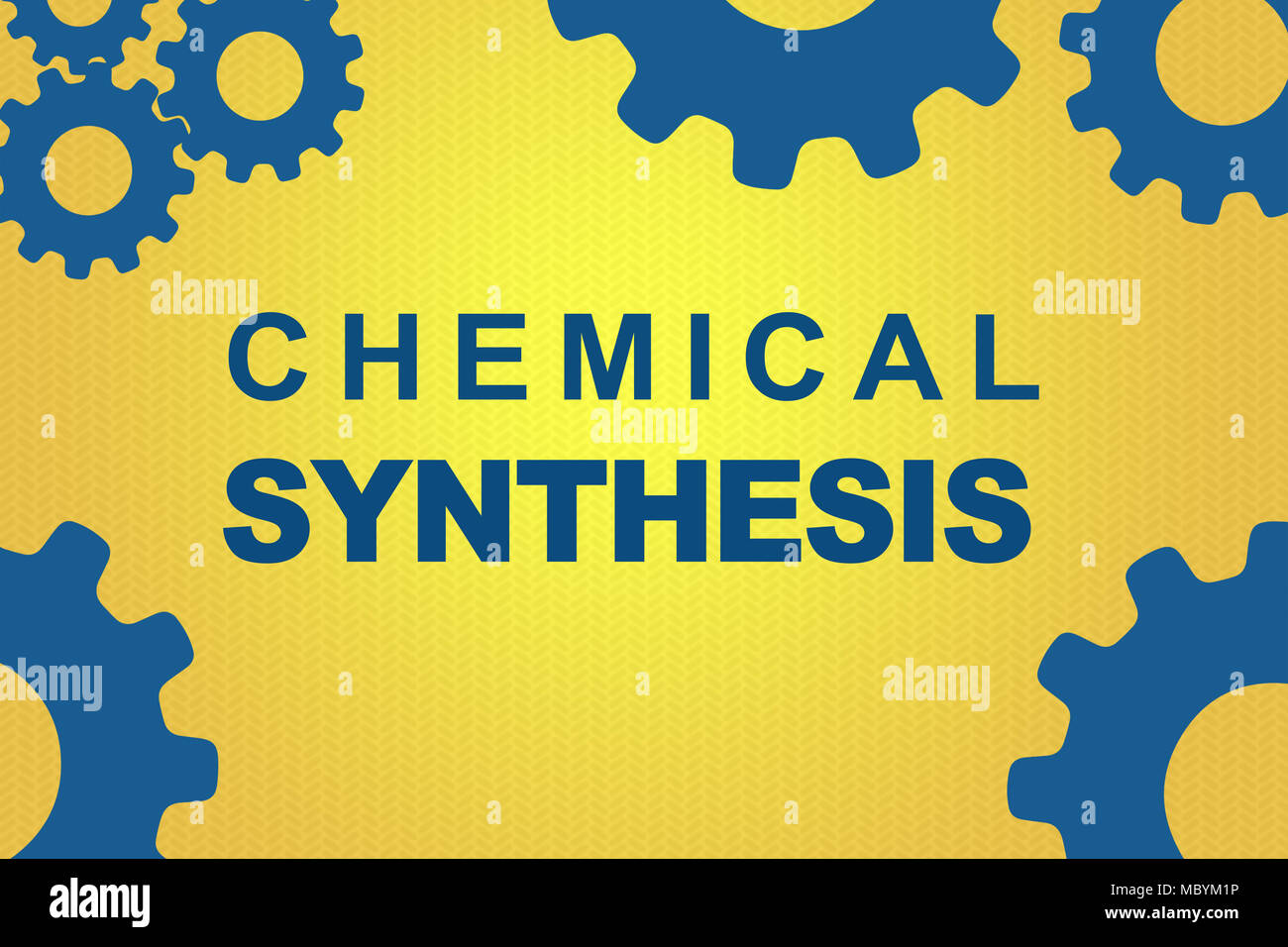 CHEMICAL SYNTHESIS sign concept illustration with blue gear wheel ...