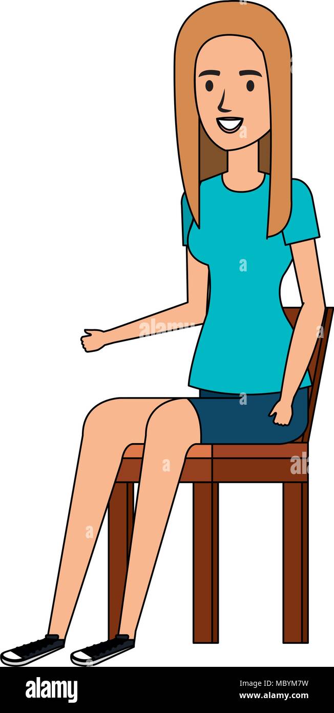beautiful woman sitting in chair avatar character Stock Vector Image ...