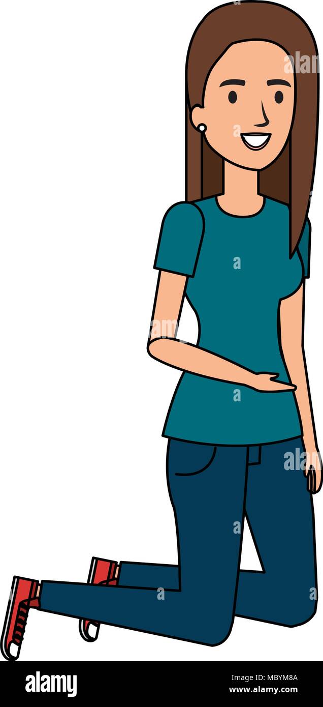 beautiful woman kneeling avatar character Stock Vector Image & Art - Alamy