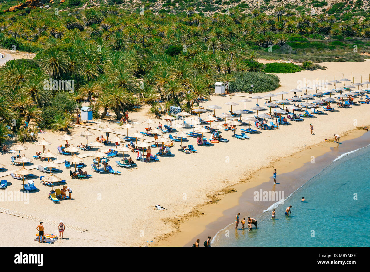 Famous beach at Vai with beautiful palm forest on east Crete, Greece ...