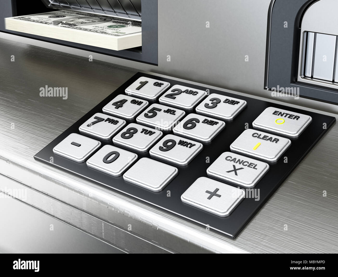 Keypad of an ATM or Automated Teller Machine. 3D illustration Stock ...
