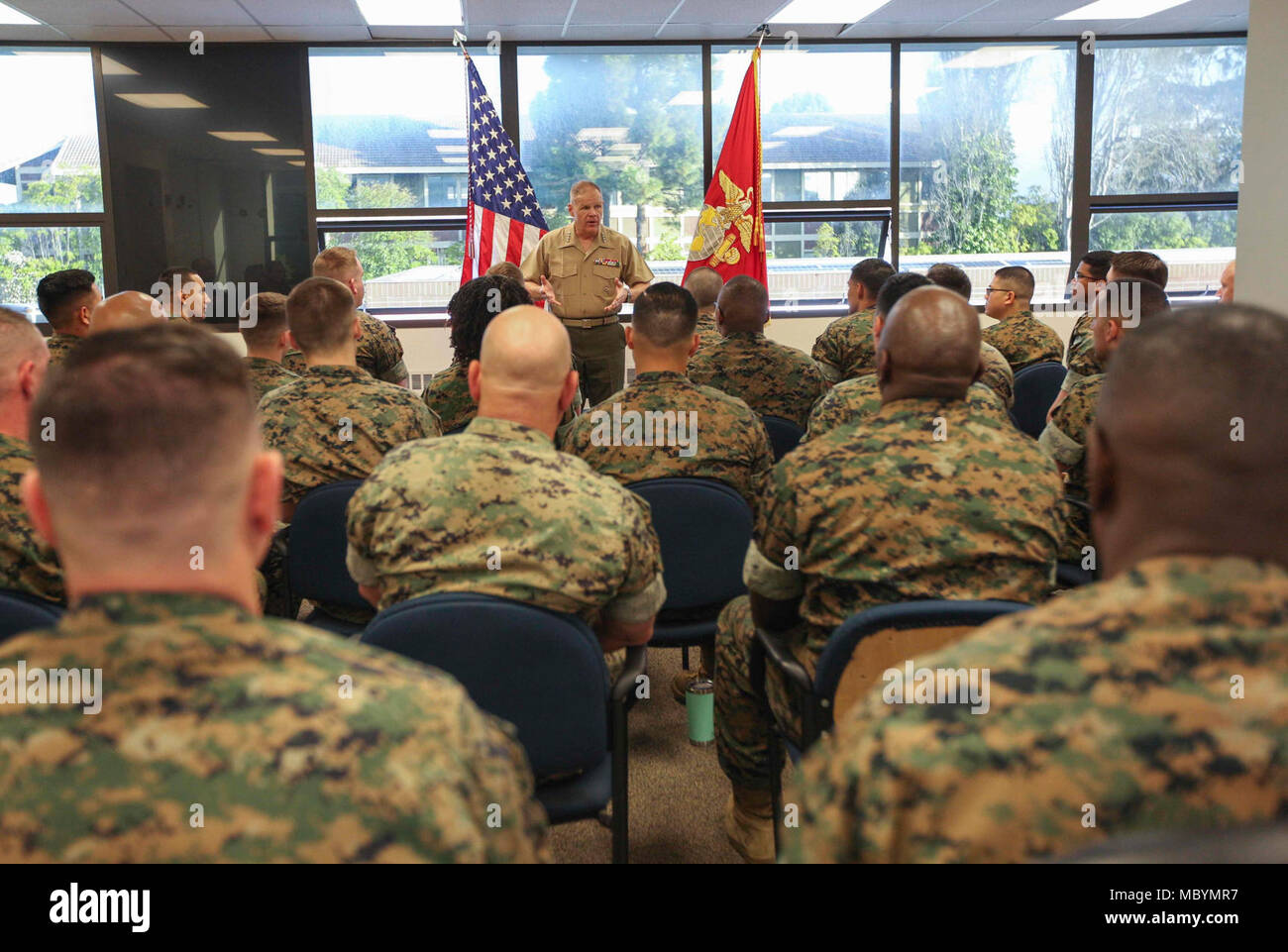 Commandant of the Marine Corps Gen. Robert B. Neller speaks to Marines ...