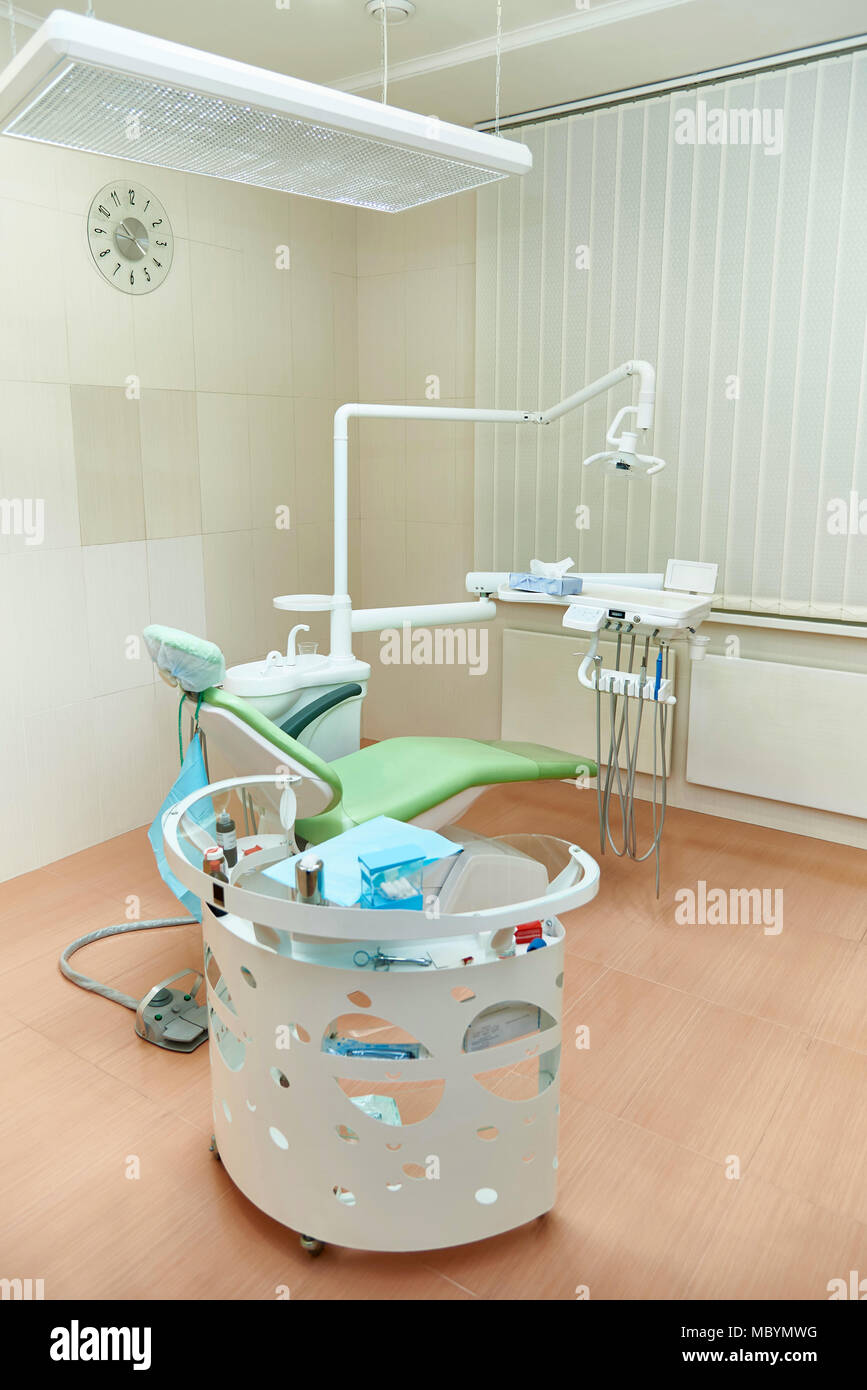 Dental chair with modern equipment in dental office Stock Photo - Alamy