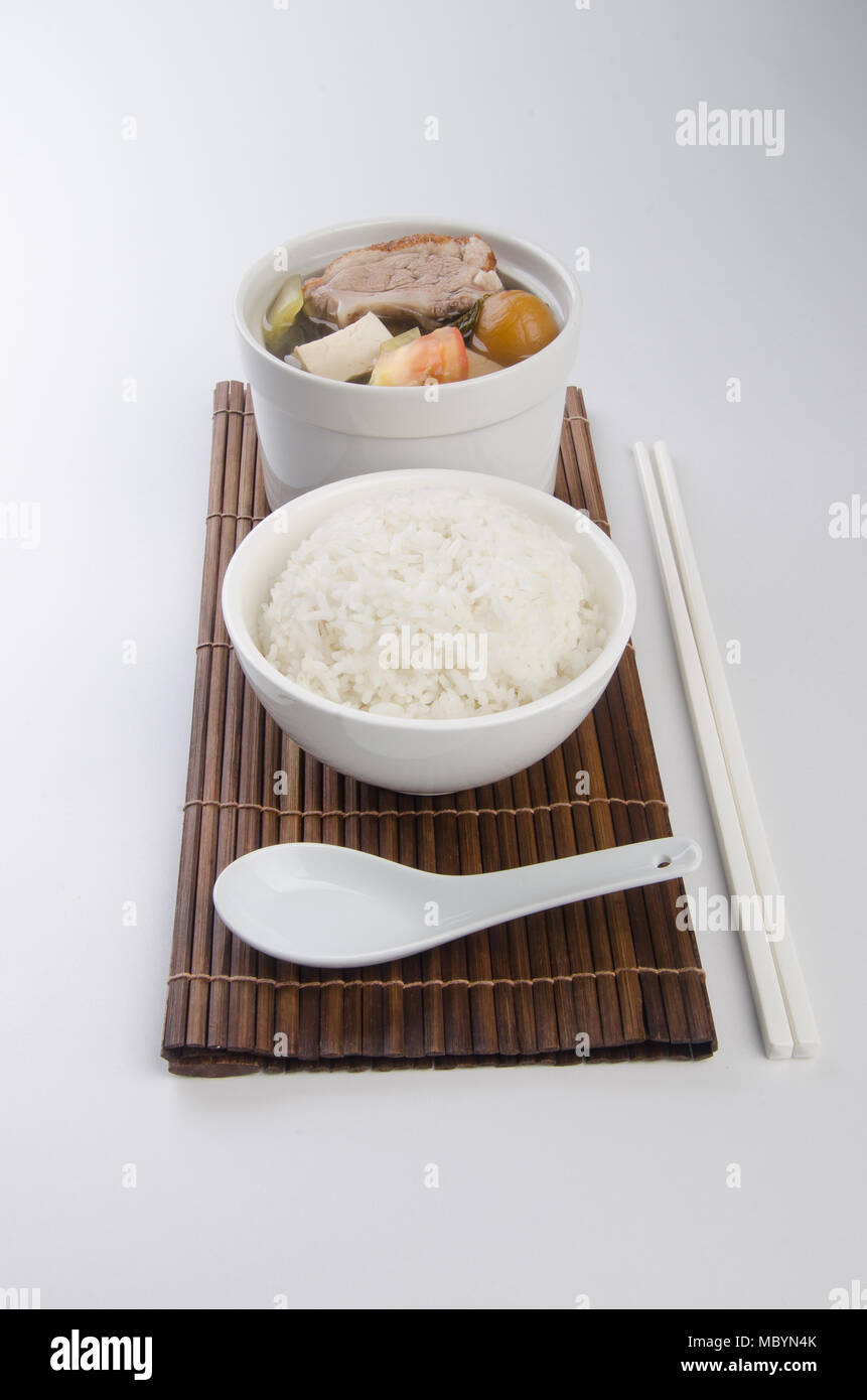 Chicken and herb soup in pot, Chinese food style Stock Photo - Alamy
