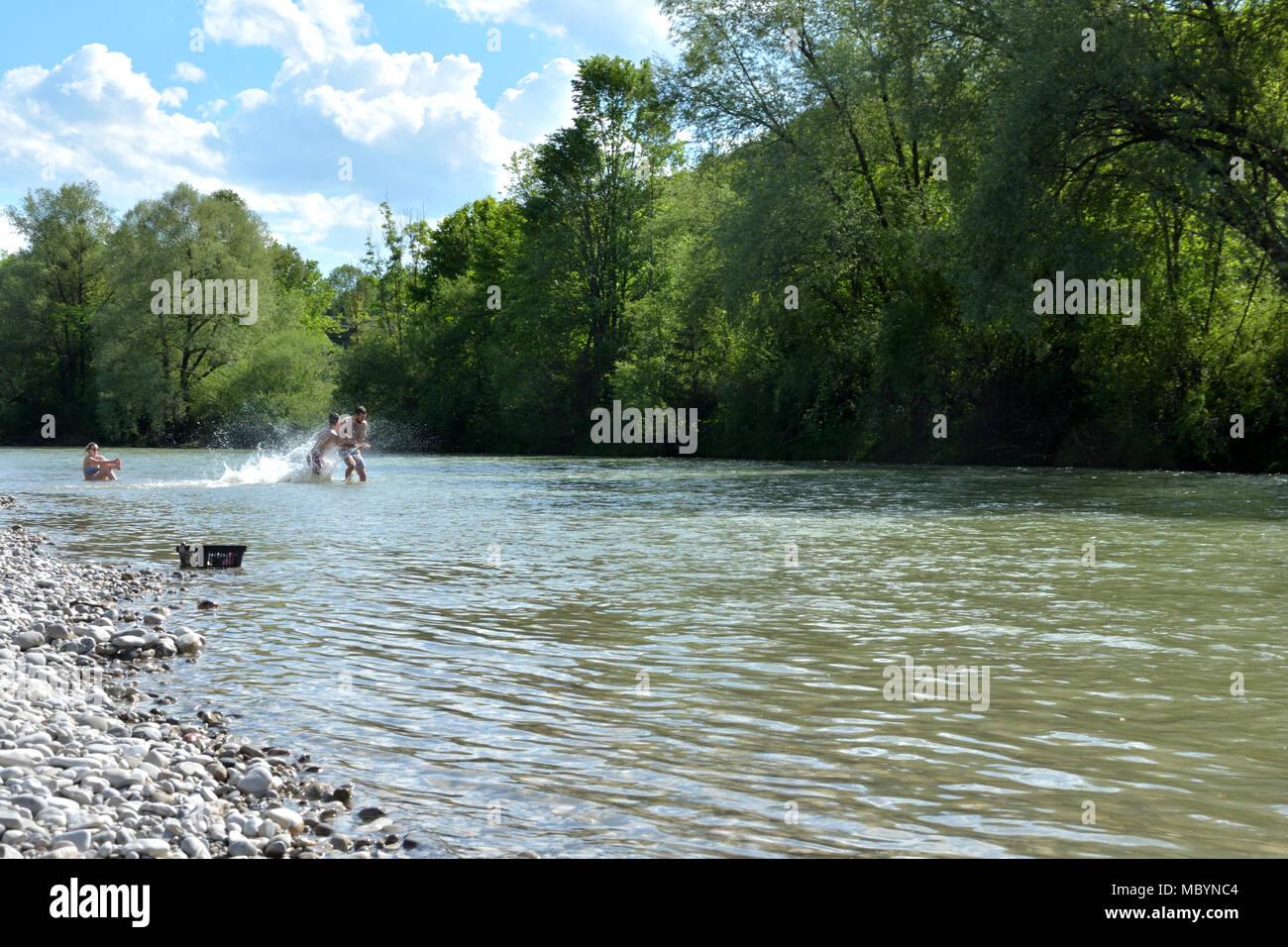 splashing in the river Stock Photo - Alamy