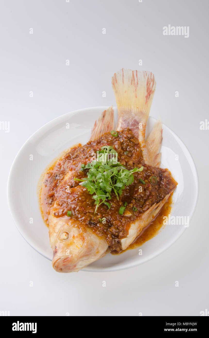 fish. steamed fish chinese style Stock Photo - Alamy