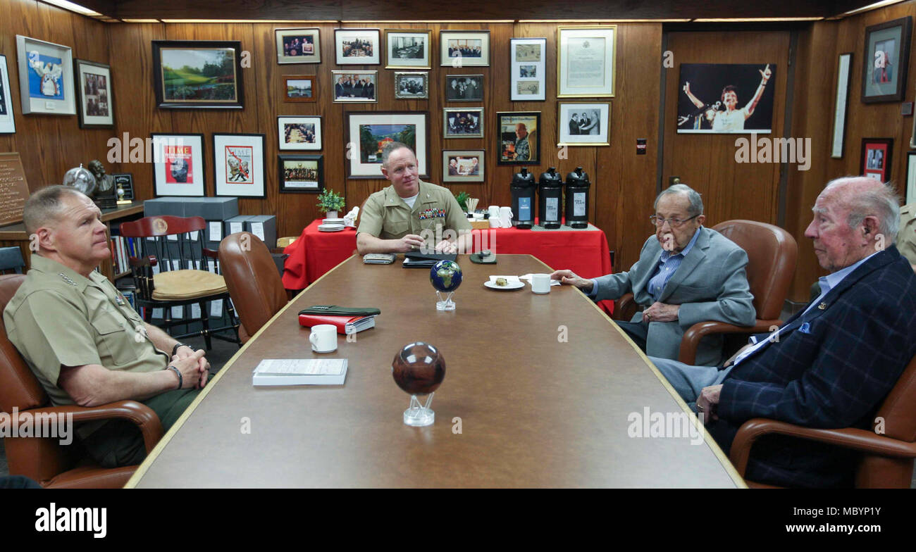Commandant of the Marine Corps Gen. Robert B. Neller, far left, meets ...
