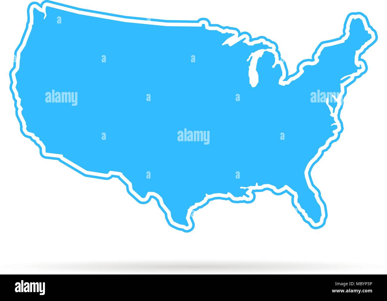 blue outline usa map with shadow Stock Vector Image & Art - Alamy