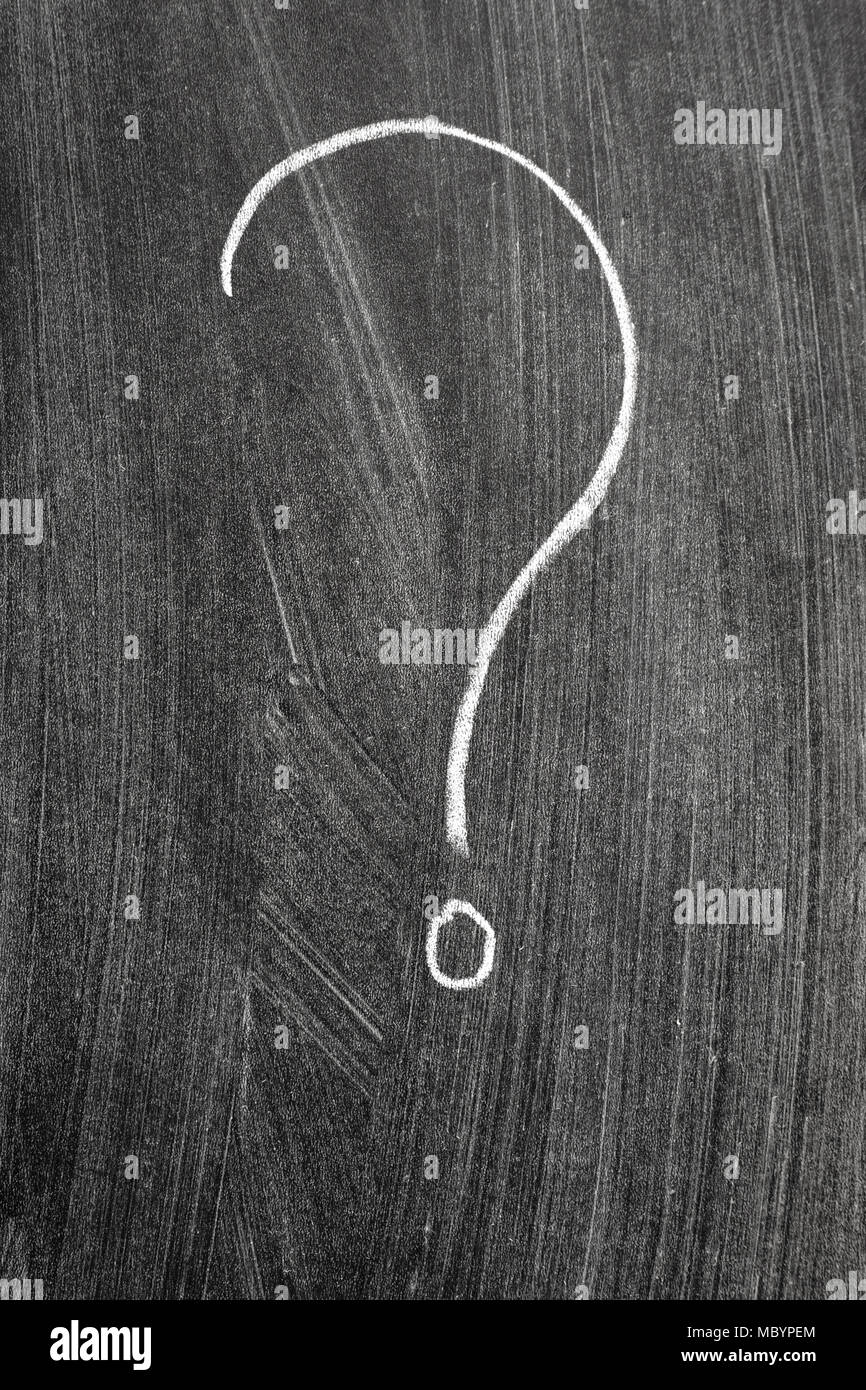 Question mark handwritten with a white chalk on on a blackboard Stock ...