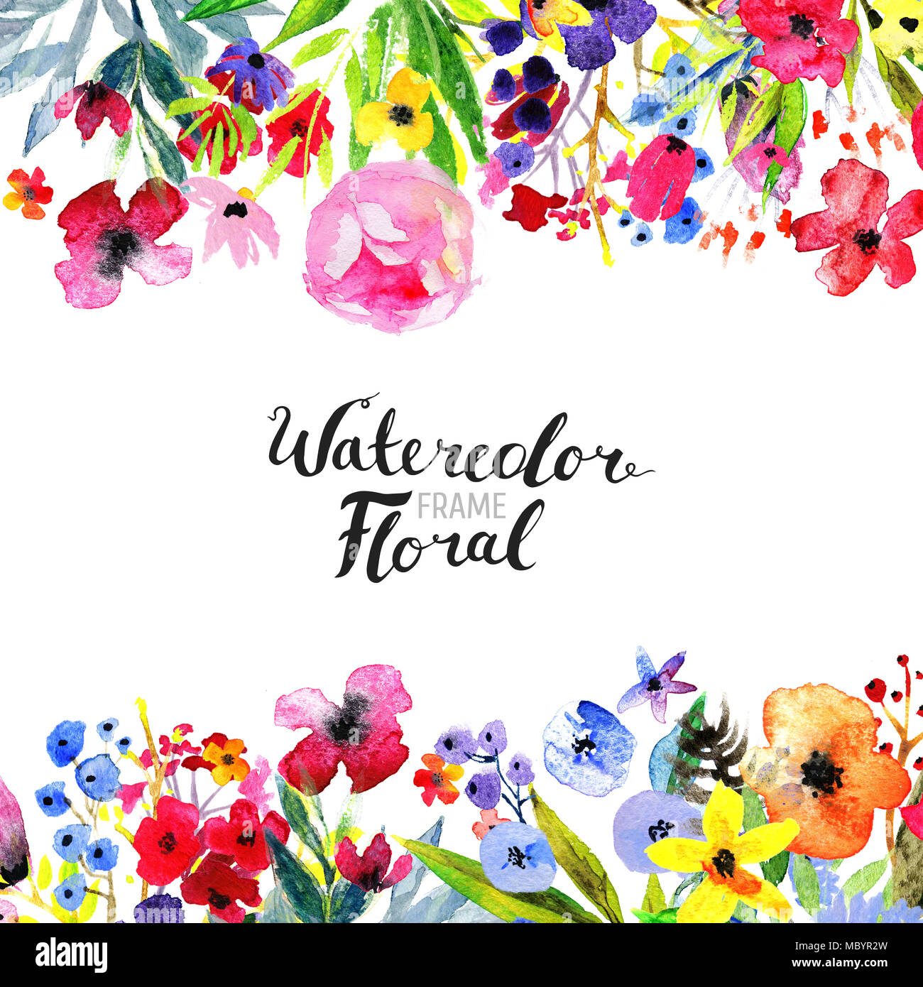 Watercolor Flower Border Stock Photo - Alamy