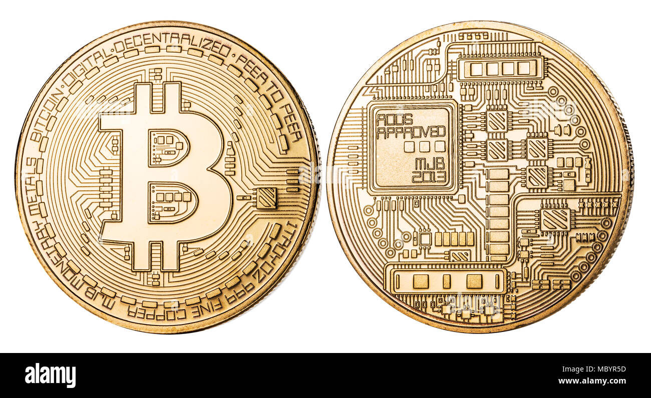 Physical bitcoin on white background. Cryptocurrency. Clipping path ...