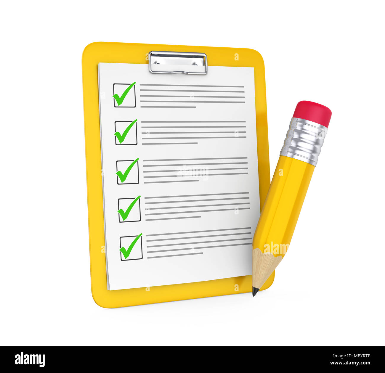 Clipboard Checklist with Pencil Isolated Stock Photo - Alamy