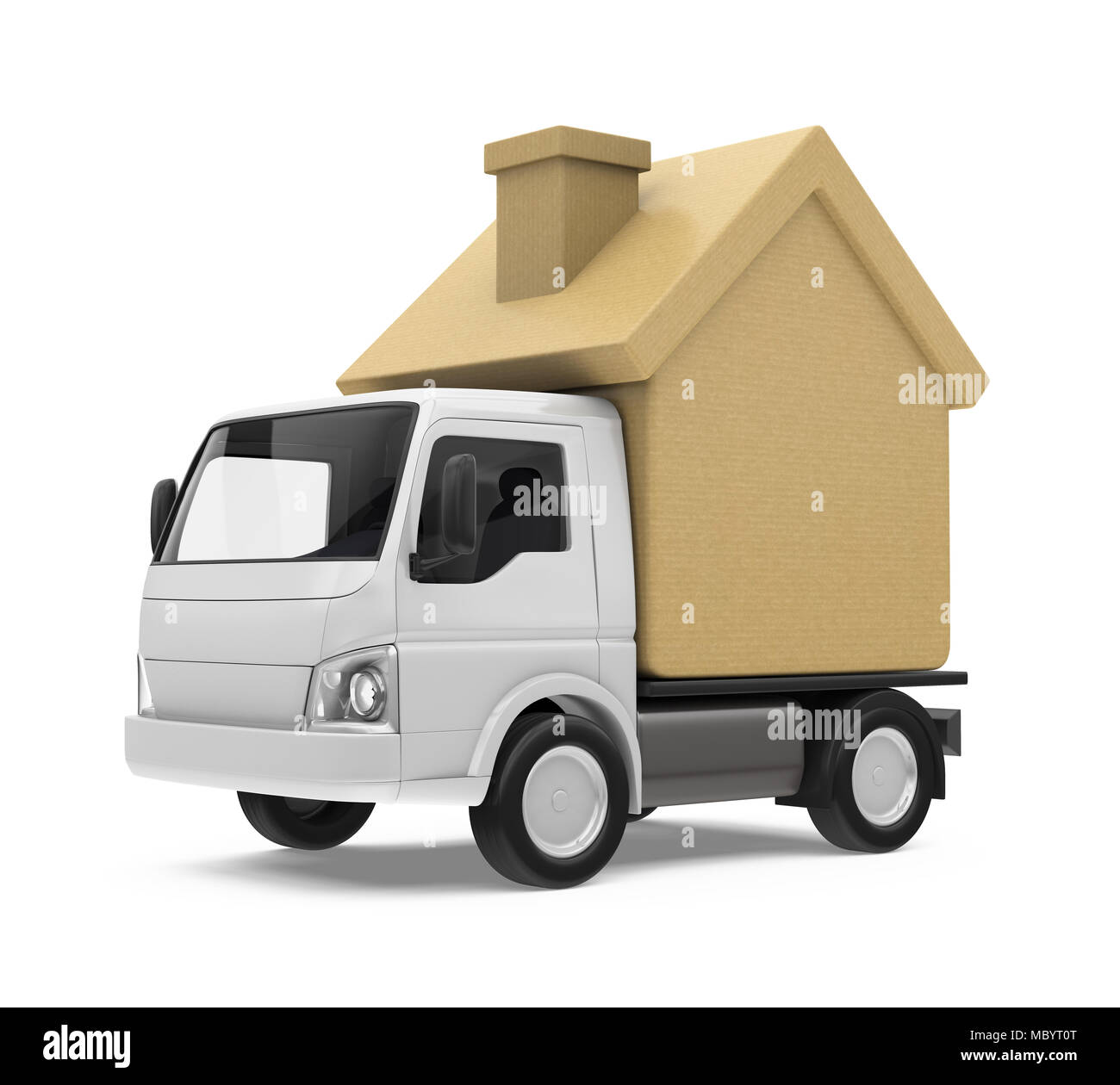 Truck with Cardboard Box House Isolated (Moving House Concept Stock ...