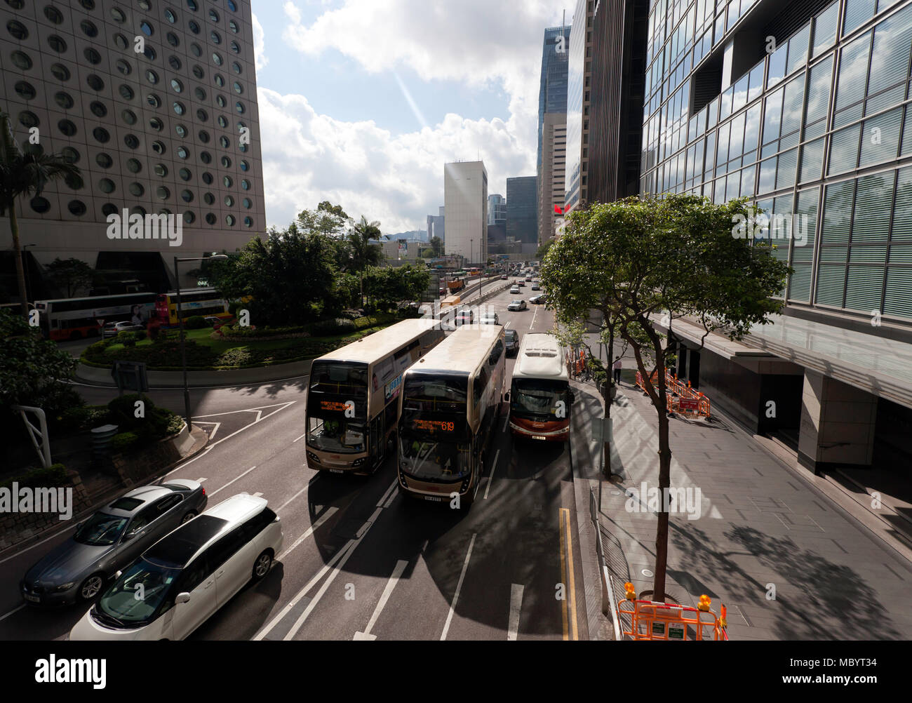 view looking down Connaught Road, in Hong Kong's Central Business ...
