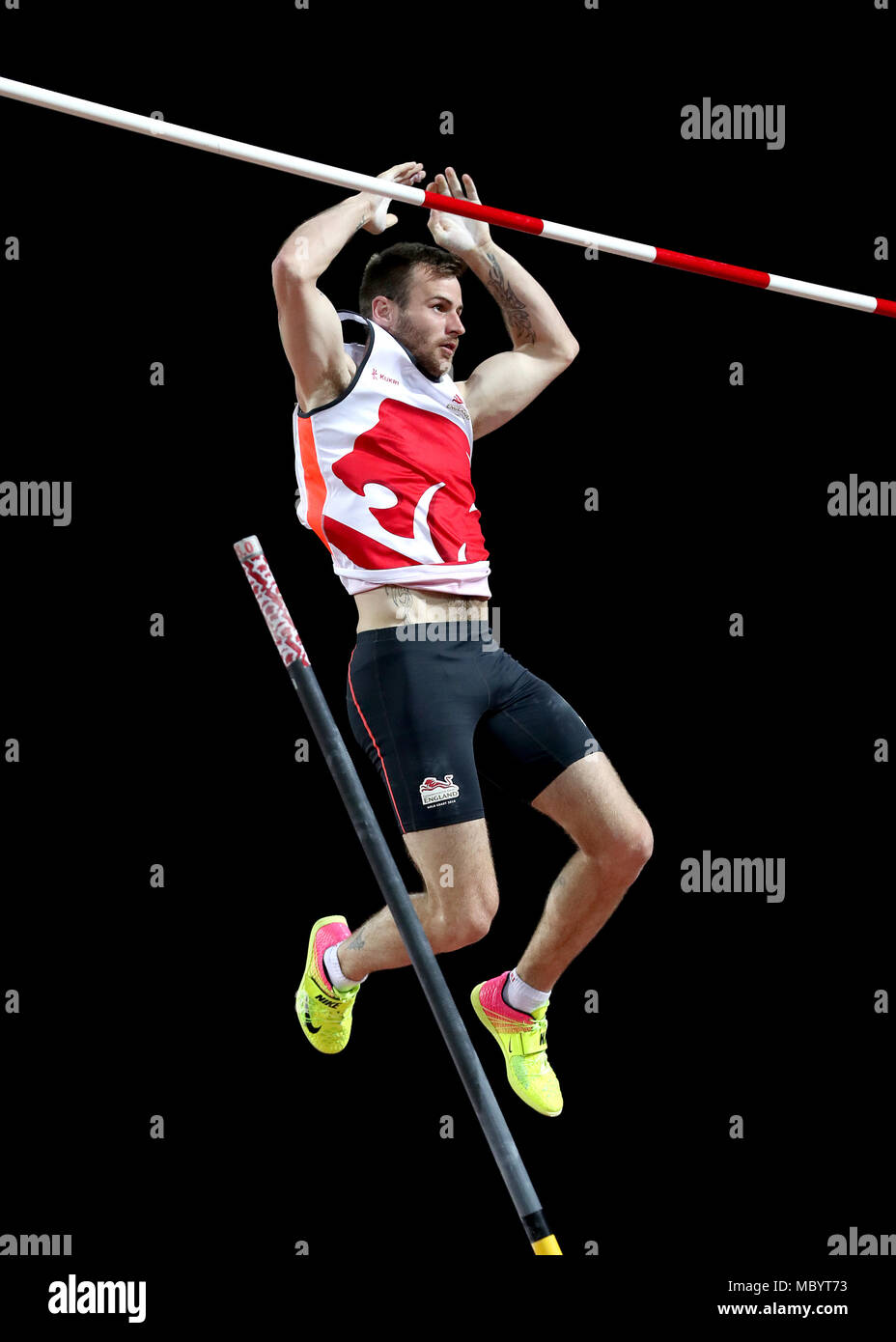 England's Luke Cutts competes in the Men's Pole Vault Final at the ...