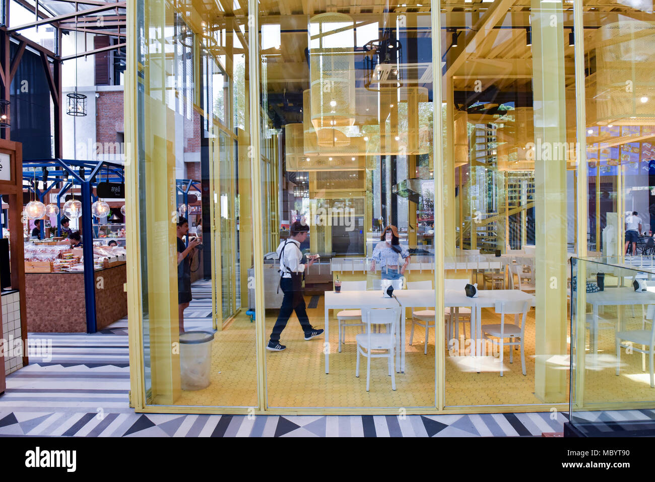Food vendors at One Nimman new Shopping Mall , Chiang Mai Stock Photo ...