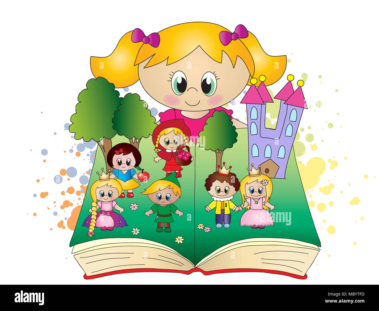 fantasy book with happy girl Stock Photo - Alamy
