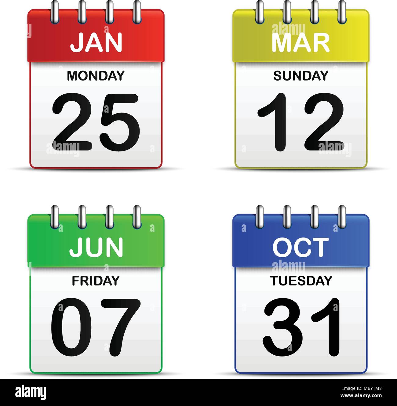 Colorful four tear off calendar icon 3d for vector graphic idea design ...
